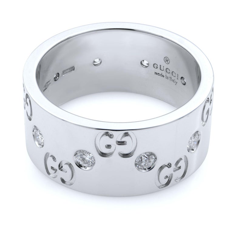 Gucci 18 Karat White Gold Eternity Diamond Icon Wide Band at 1stDibs ...