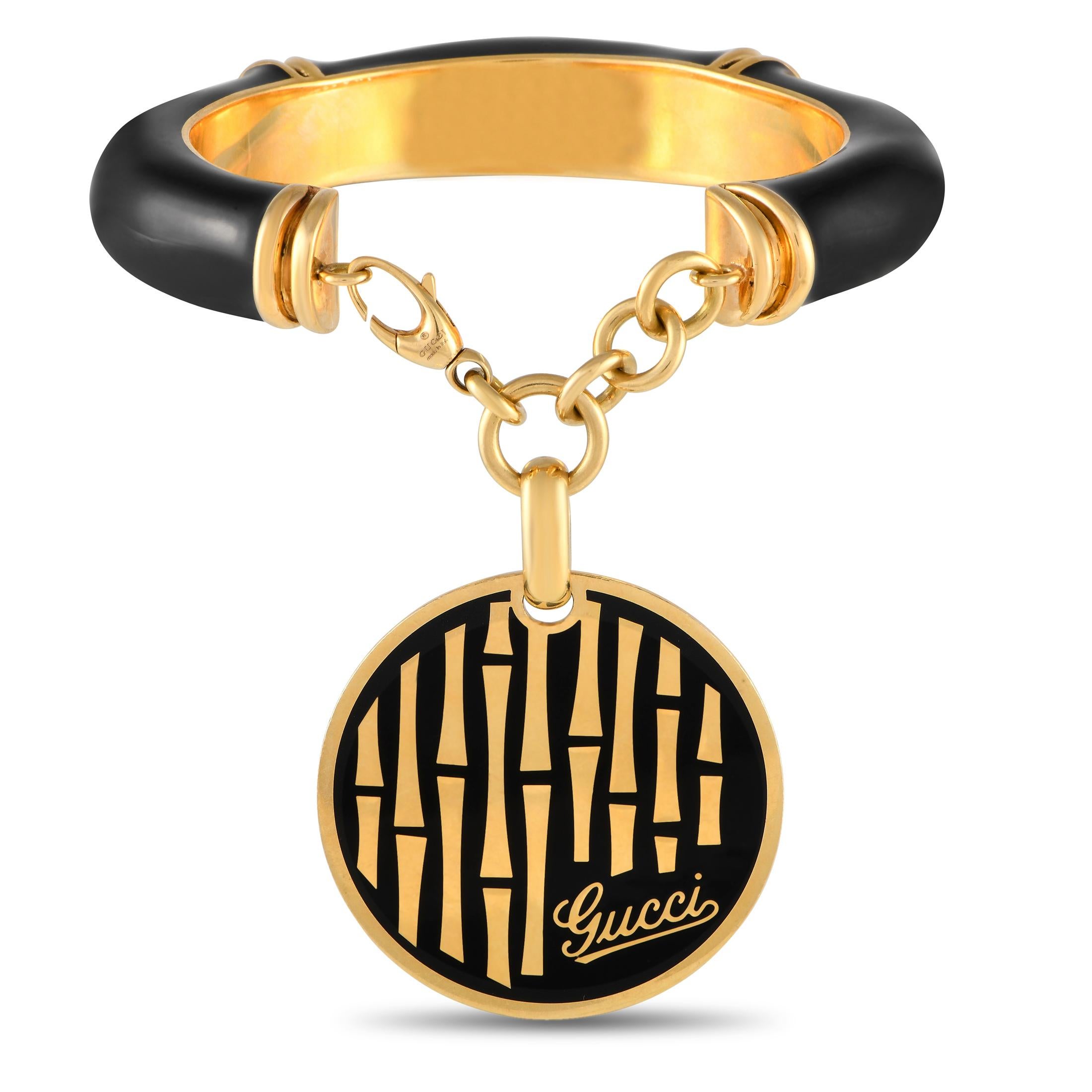 Gucci 18K Yellow Gold Enameled Bracelet For Sale at 1stDibs