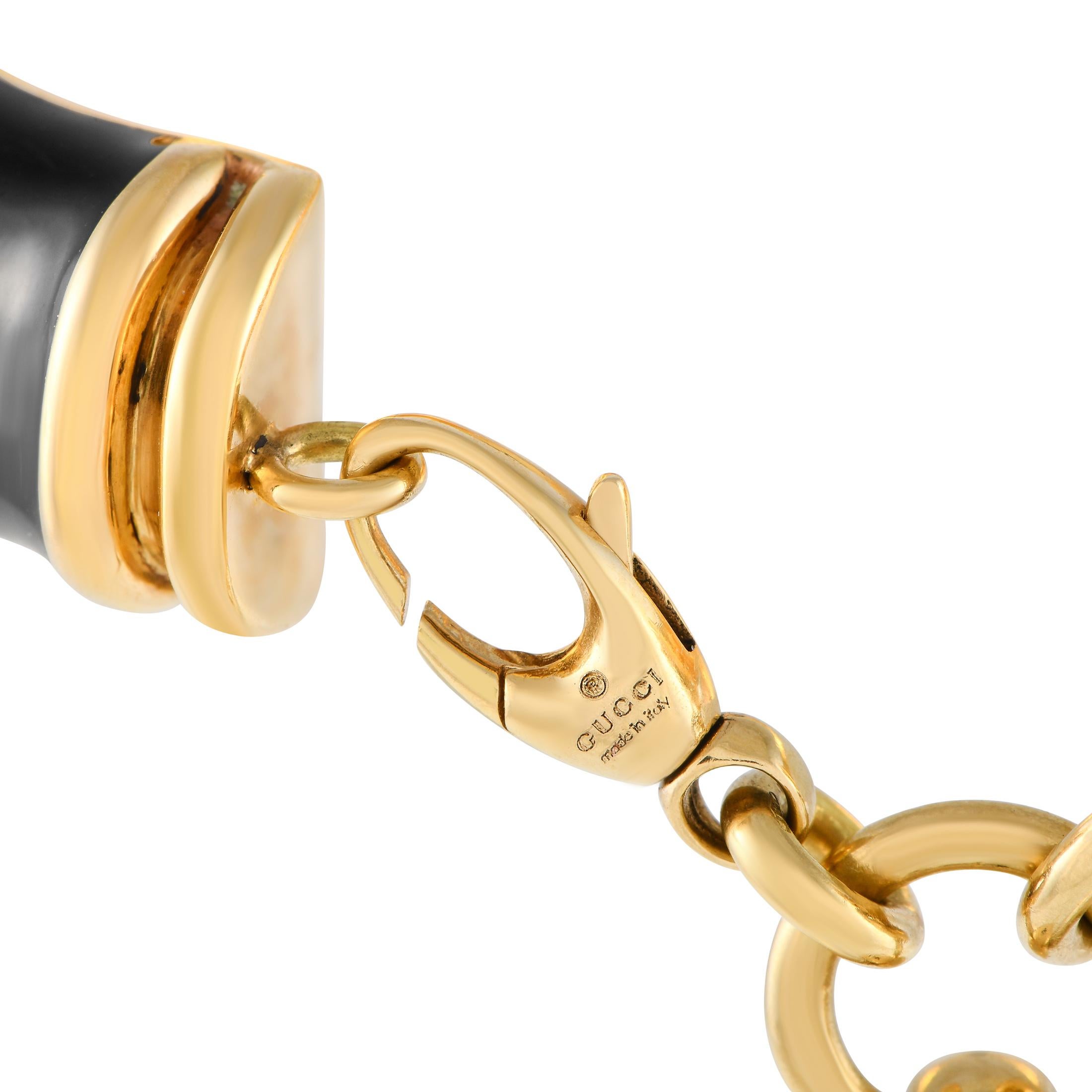 Gucci 18K Yellow Gold Enameled Bracelet For Sale at 1stDibs