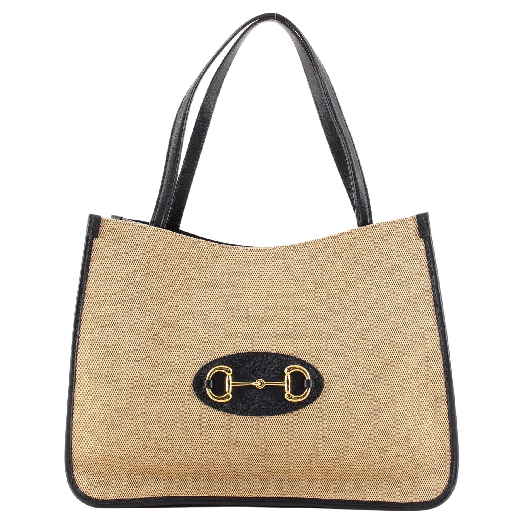Gucci Vintage Cut Out Handle Bag Canvas with Leather Medium at 1stDibs