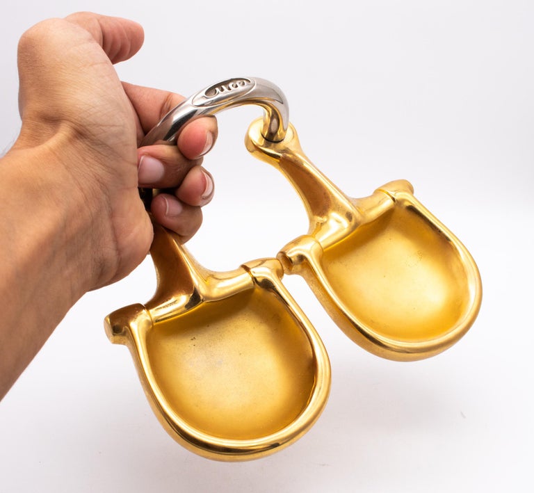 Gucci 1970 Milano Vintage Horse Bits Trinkets Double Dishes 24kt Gilded ...