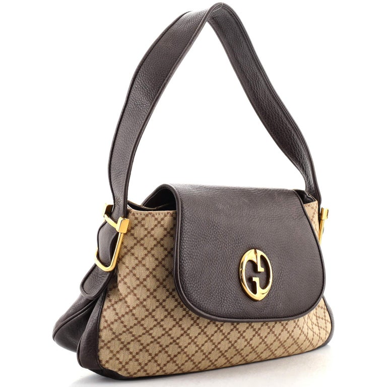 Gucci 1973 Satchel Diamante Canvas and Leather Medium at 1stDibs