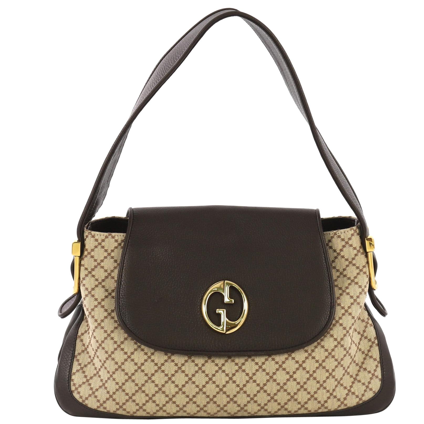 Gucci 1973 Satchel Diamante Canvas and Leather Medium at 1stDibs