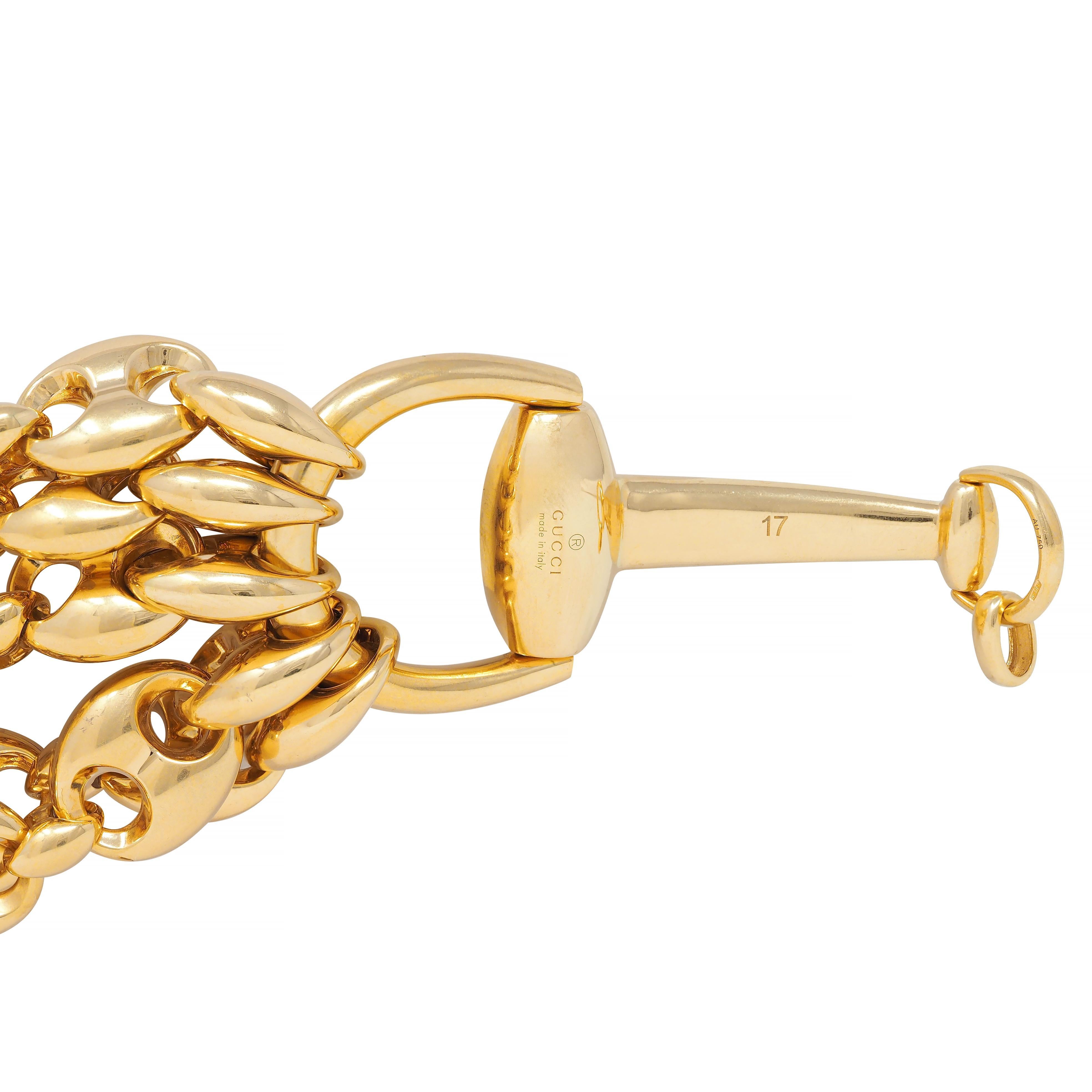 Gucci 1990's 18 Karat Yellow Gold Multi-Strand Link Horsebit Bracelet ...