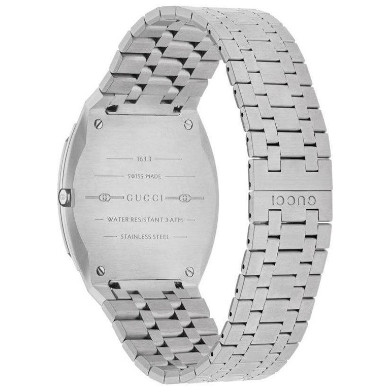 Gucci 25H Pink Glass Stainless Steel Watch YA163410 For Sale at 1stDibs