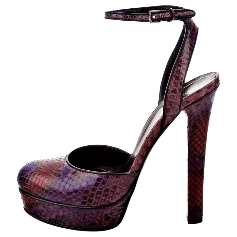 Gucci 90th Anniversary Ad Runway Python Skakeskin Pump Heels Sz 37.5 ...