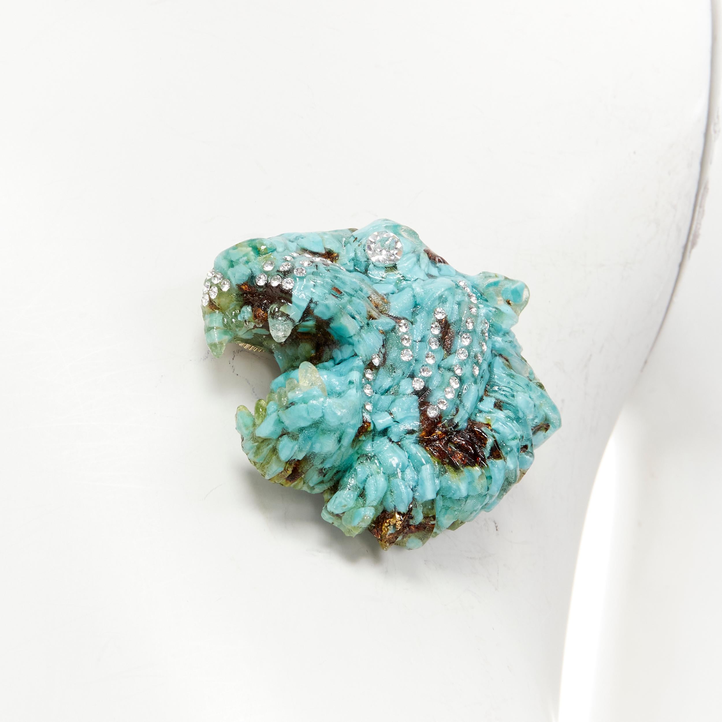 GUCCI Alessandro Michele blue resin faux amber crystal tiger brooch at ...