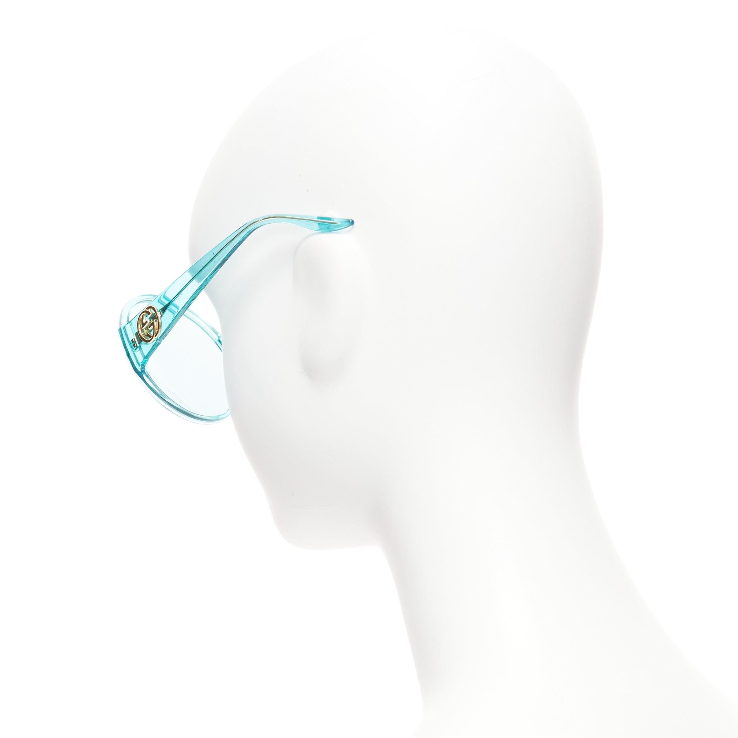 GUCCI Alessandro Michele GG0954S blue hue round frame oversized sunnies ...