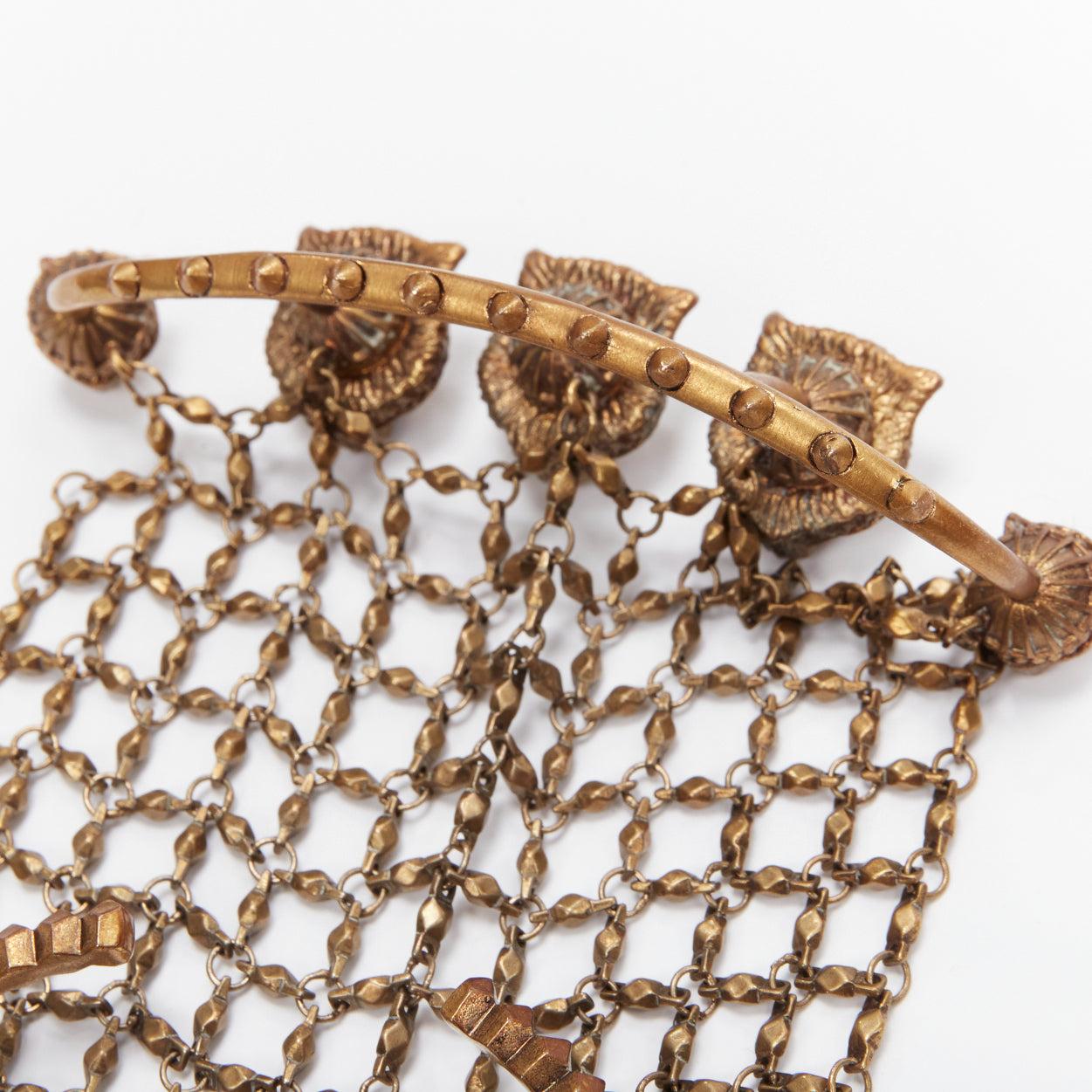 Gucci Alessandro Michele Gold Tiger Knuckle Duster Metal Mesh Ring ...