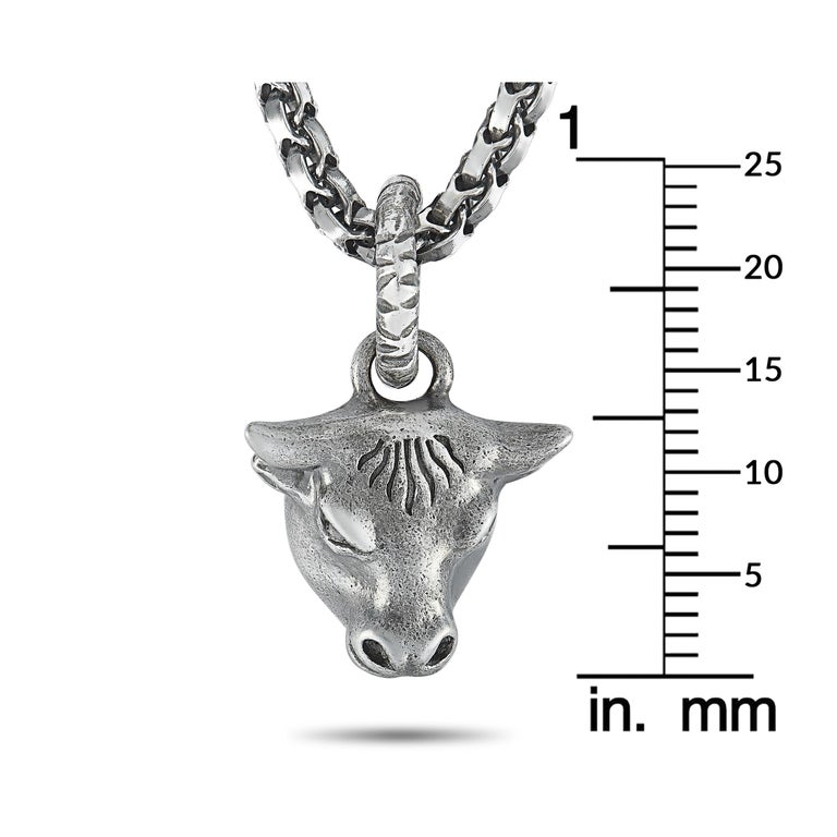 Gucci Anger Forest Aged Sterling Silver Bull Head Pendant Necklace at ...