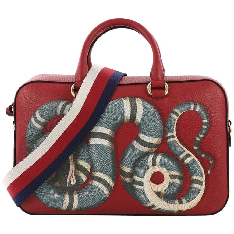 Gucci Animal Boston Top Handle Bag Printed Leather Medium at 1stDibs