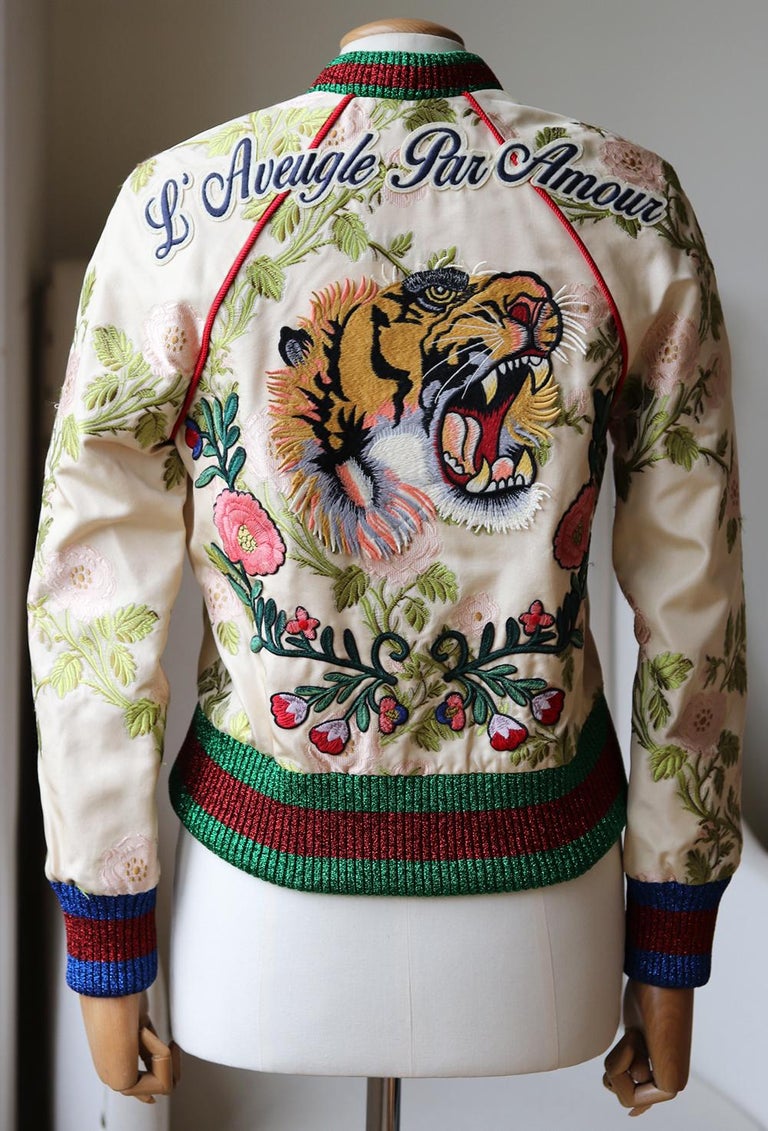 Gucci Appliquéd Floral Brocade Bomber Jacket For Sale at 1stDibs ...