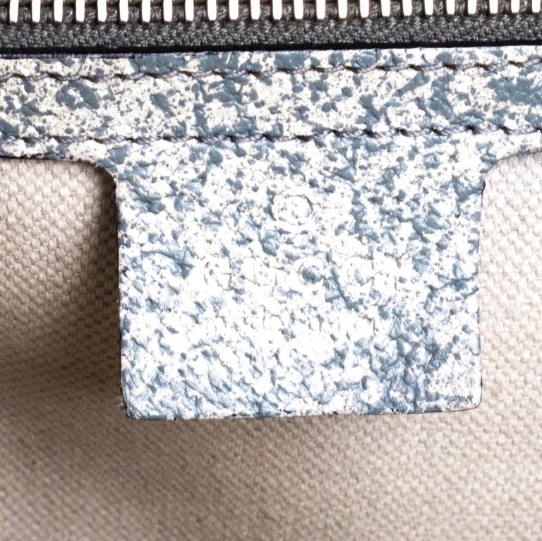 Gucci Ash Blue/Grey Speckled Leather Large New Bamboo Top Handle Bag at ...