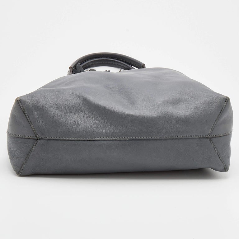 Gucci Ash Grey Leather Tassel Horsebit Tote For Sale at 1stDibs