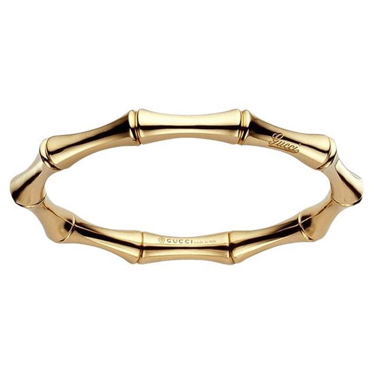 Gucci Bamboo 18K Yellow Gold Stretch Bangle Bracelet For Sale at 1stDibs