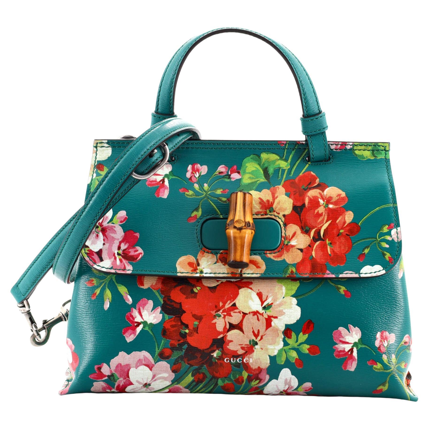 Gucci Bamboo Daily Top Handle Bag Blooms Print Leather Small at 1stDibs ...