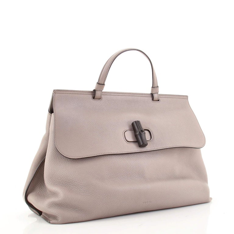 Gucci Bamboo Daily Top Handle Bag Leather Large For Sale at 1stDibs