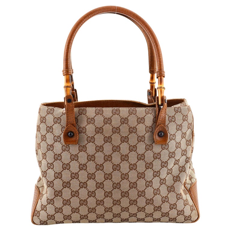 Gucci Bamboo Handle Tote GG Canvas Medium For Sale at 1stDibs