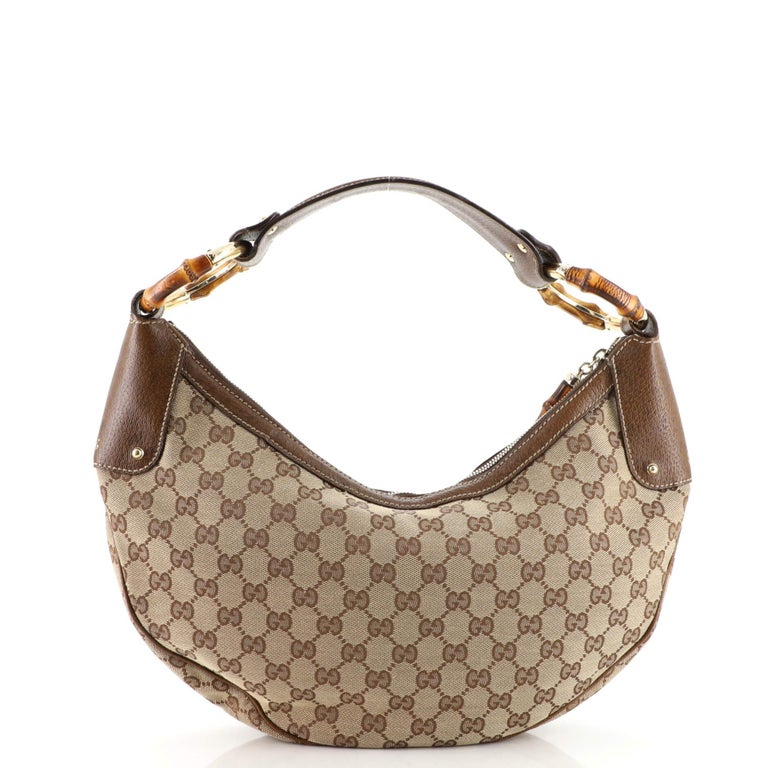 Gucci Bamboo Ring Half Moon Hobo GG Canvas Medium at 1stDibs