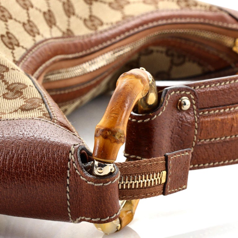 Gucci Bamboo Ring Half Moon Hobo GG Canvas Medium at 1stDibs