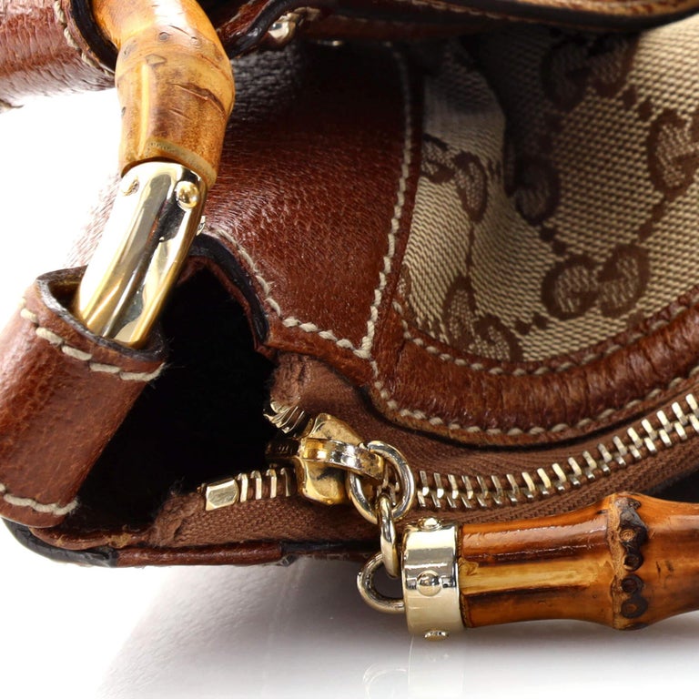 Gucci Bamboo Ring Half Moon Hobo GG Canvas Medium at 1stDibs