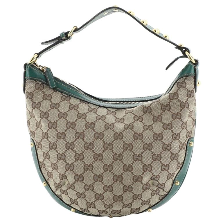 Gucci Bamboo Ring Half Moon Hobo GG Canvas Medium at 1stDibs
