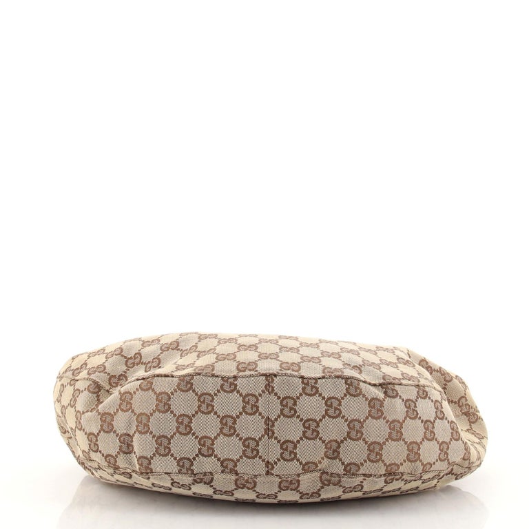 Gucci Bamboo Ring Half Moon Web Hobo GG Canvas Medium For Sale at 1stDibs