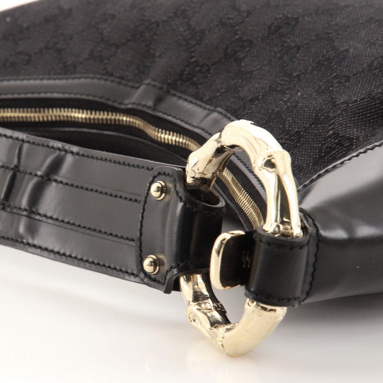 Gucci Bamboo Ring Half Moon Web Hobo GG Canvas Medium at 1stDibs