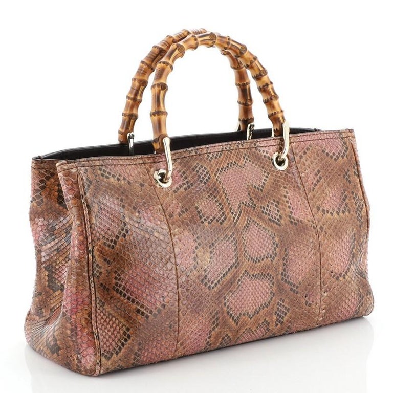 Gucci Bamboo Shopper Tote Python Medium For Sale at 1stdibs