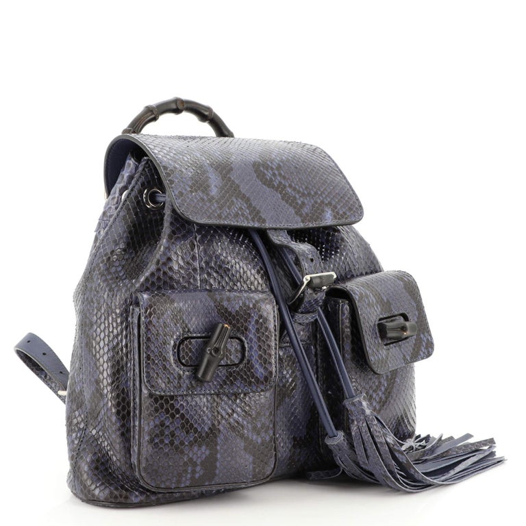 Gucci Bamboo Tassel Backpack Python Medium For Sale at 1stDibs