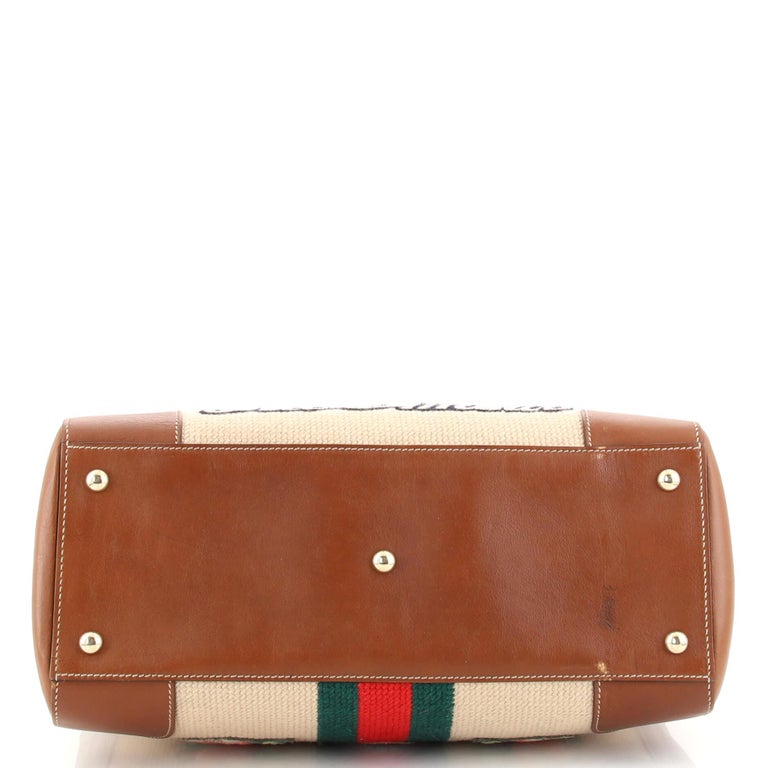 Gucci Bamboo Web Shopper Tote Embroidered Cross Stitch Canvas Medium at ...