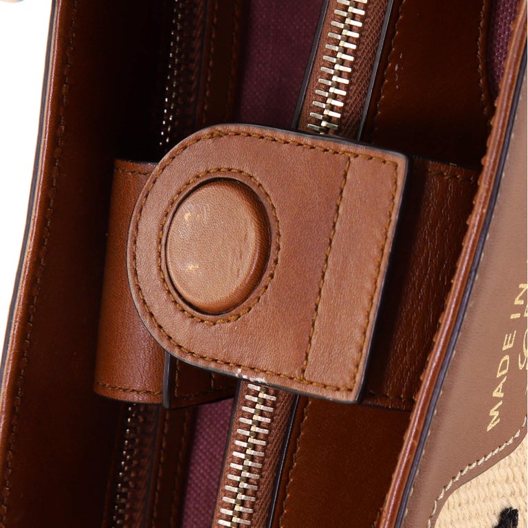 Gucci Bamboo Web Shopper Tote Embroidered Cross Stitch Canvas Medium at ...