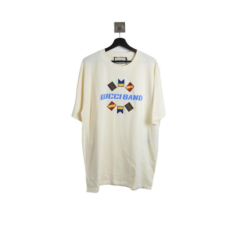 Gucci Band Logo Tee Ivory For Sale at 1stDibs | gucci band shirt, gucci ...