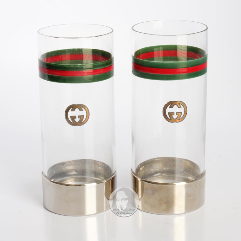 Gucci Barware Set GG Logo Highball Glasses and Horse Bit Decanter ...