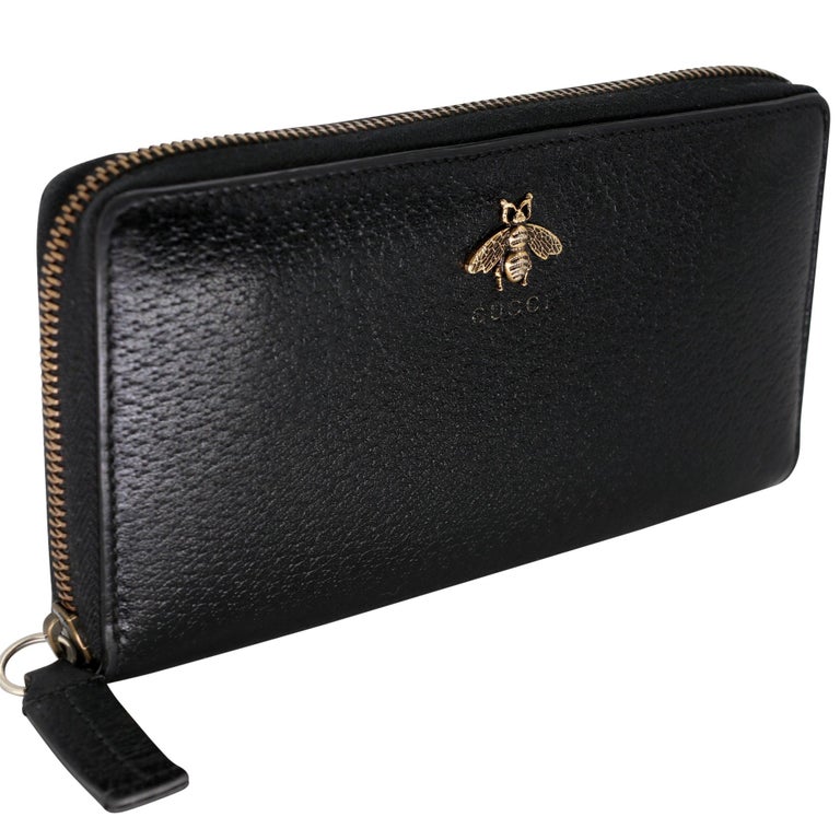 Gucci Bee Animalier Leather Zip Around Long Wallet GG-W1009P-0006 For ...