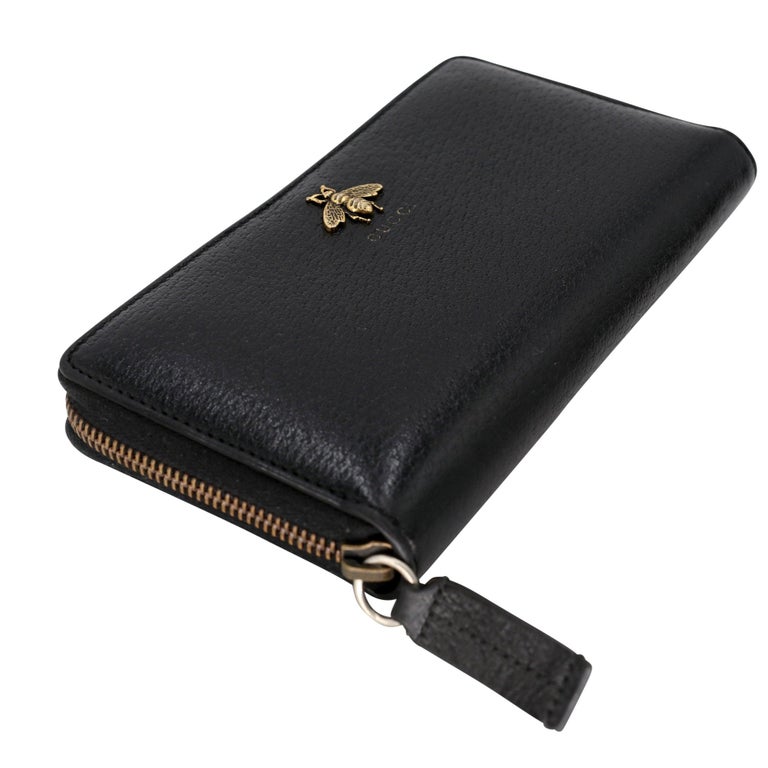 Gucci Bee Animalier Leather Zip Around Long Wallet GG-W1009P-0006 For ...