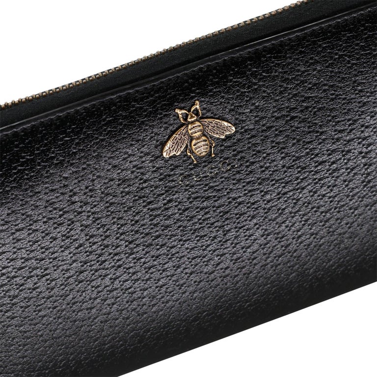 Gucci Bee Animalier Leather Zip Around Long Wallet GG-W1009P-0006 For ...