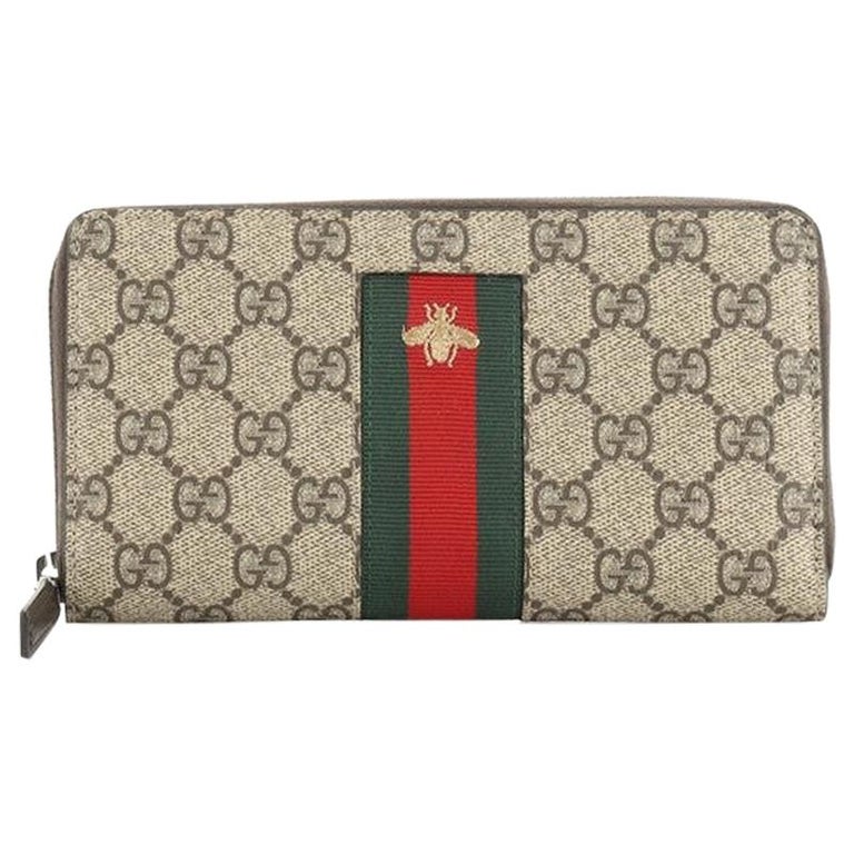 Gucci Bee Web Zip Around Wallet GG Coated Canvas at 1stDibs | gucci ...