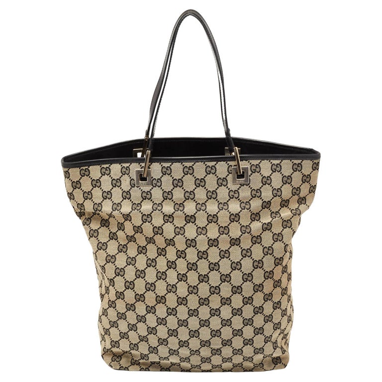 Gucci Beige/Black GG Canvas And Leather Eclipse Tote For Sale at 1stDibs
