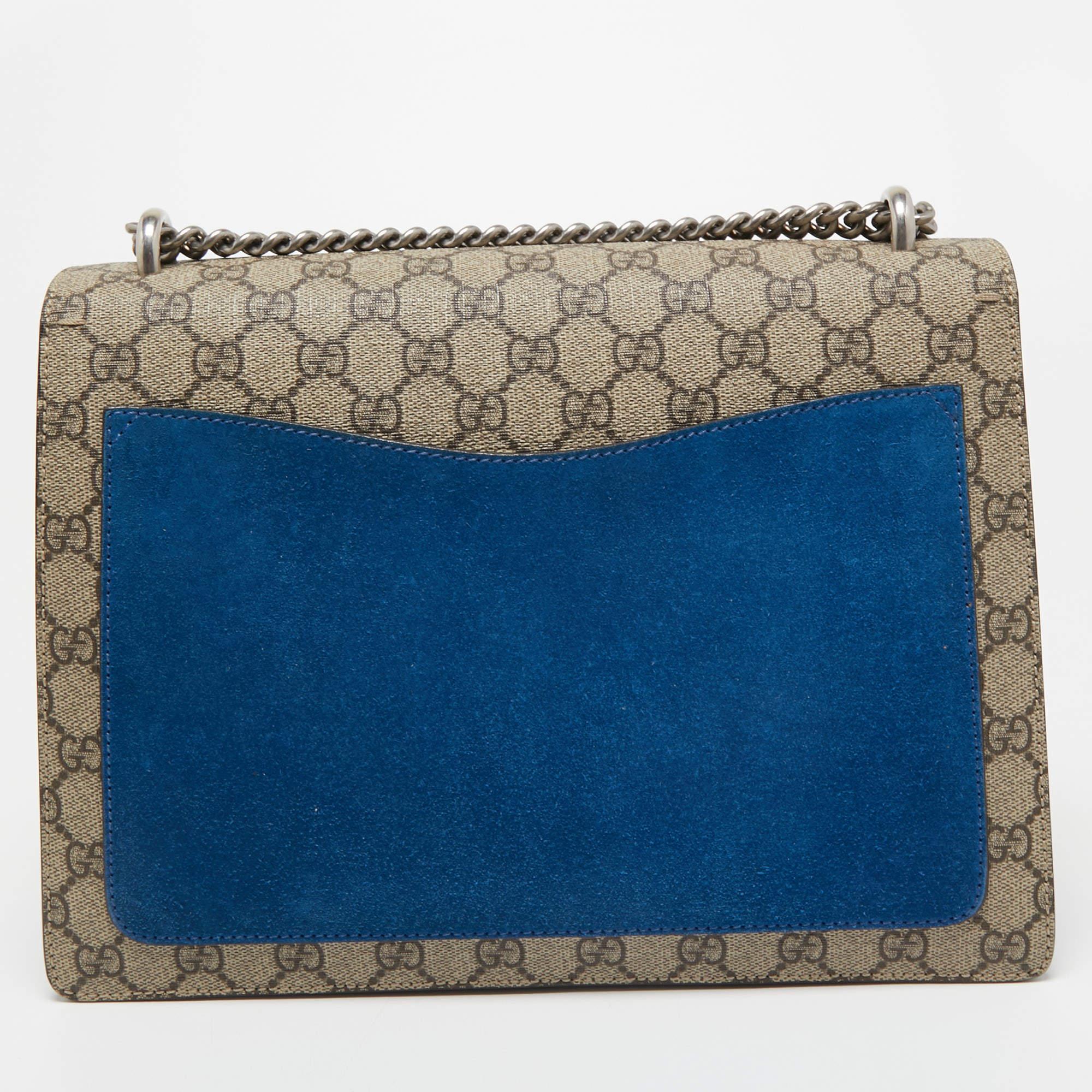 Gucci Beige/Blue GG Supreme Canvas and Suede Medium Dionysus Shoulder ...