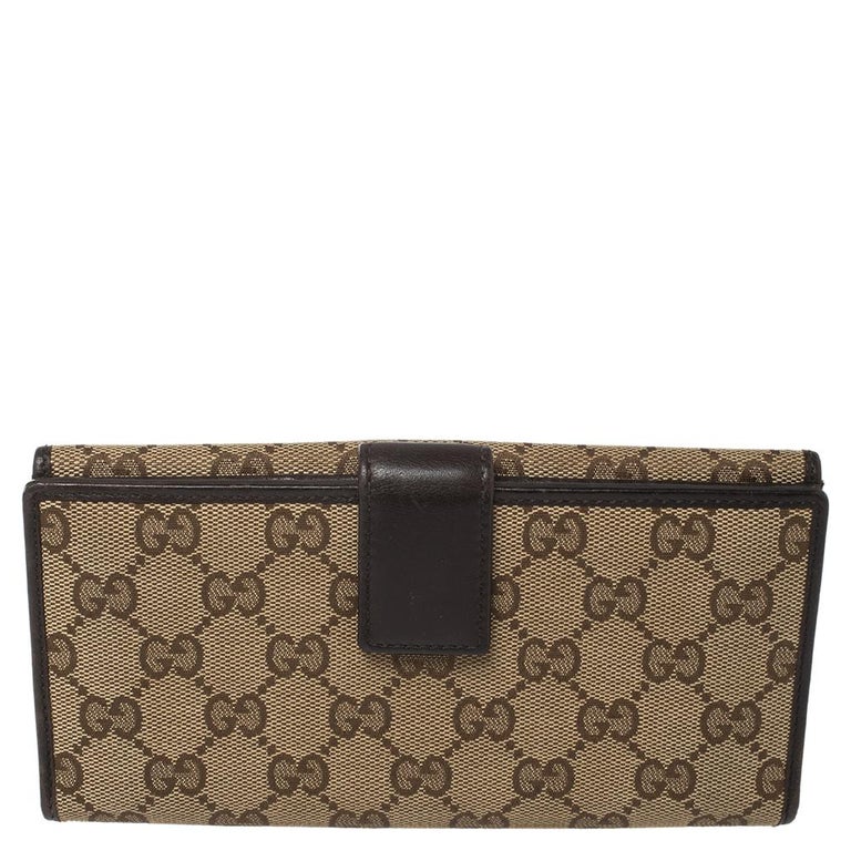 Gucci Beige/Brown GG Canvas and Leather Continental Wallet at 1stDibs