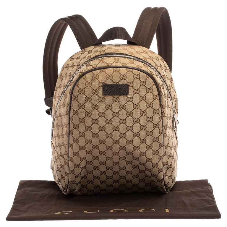 Gucci Beige/Brown GG Canvas and Leather Rucksack Backpack at 1stDibs ...