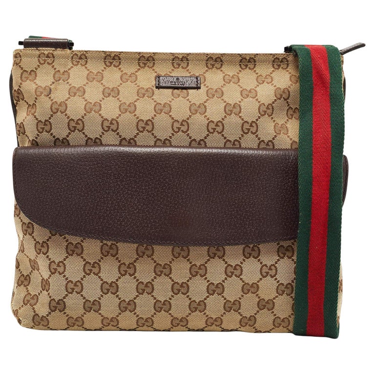 Gucci Beige/Brown GG Canvas and Leather Web Pocket Messengers Bag For ...