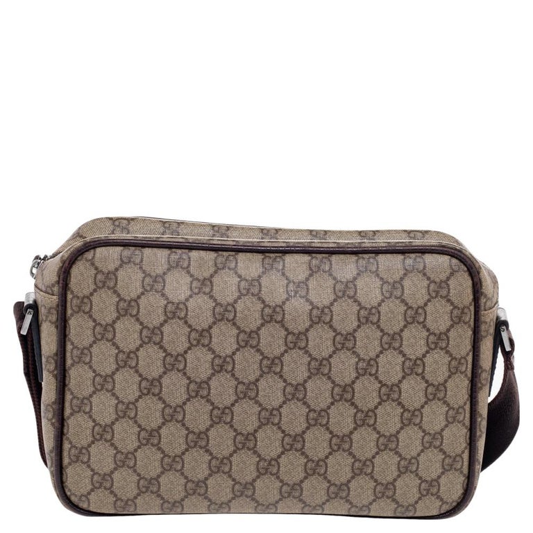 Gucci Beige/Brown GG Supreme Canvas And Leather Camera Crossbody Bag at ...
