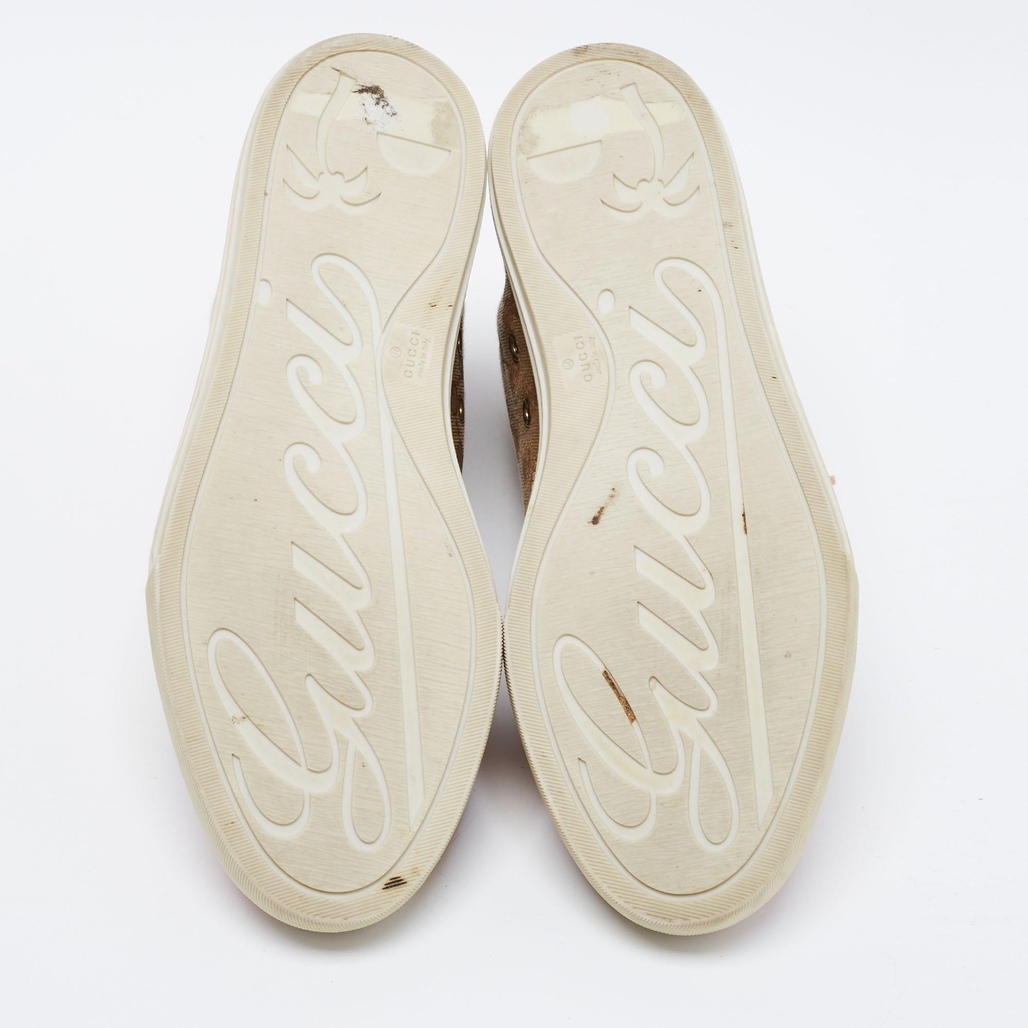 Gucci Beige/Brown GG Supreme Canvas And Leather High Top Sneakers Size ...