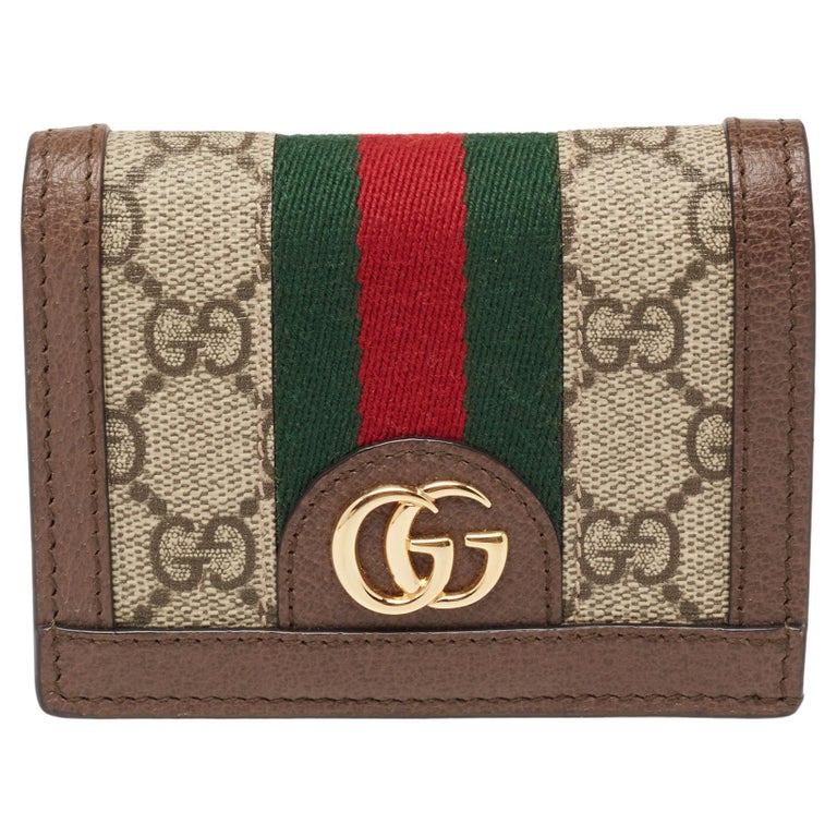 Gucci Beige/Brown GG Supreme Canvas and Leather Ophidia Web Compact ...