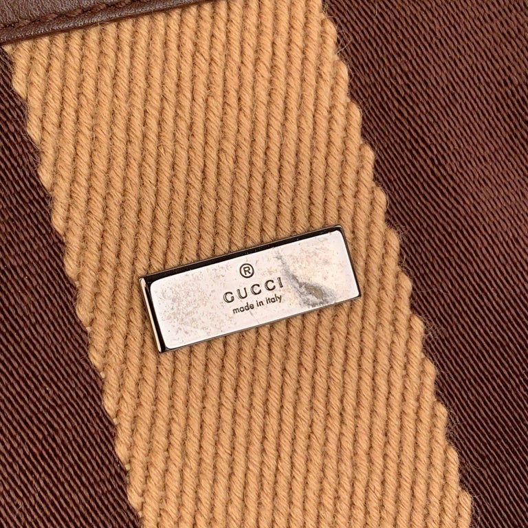 Gucci Beige Canvas Boston Bag Handbag with Striped Detail For Sale at ...