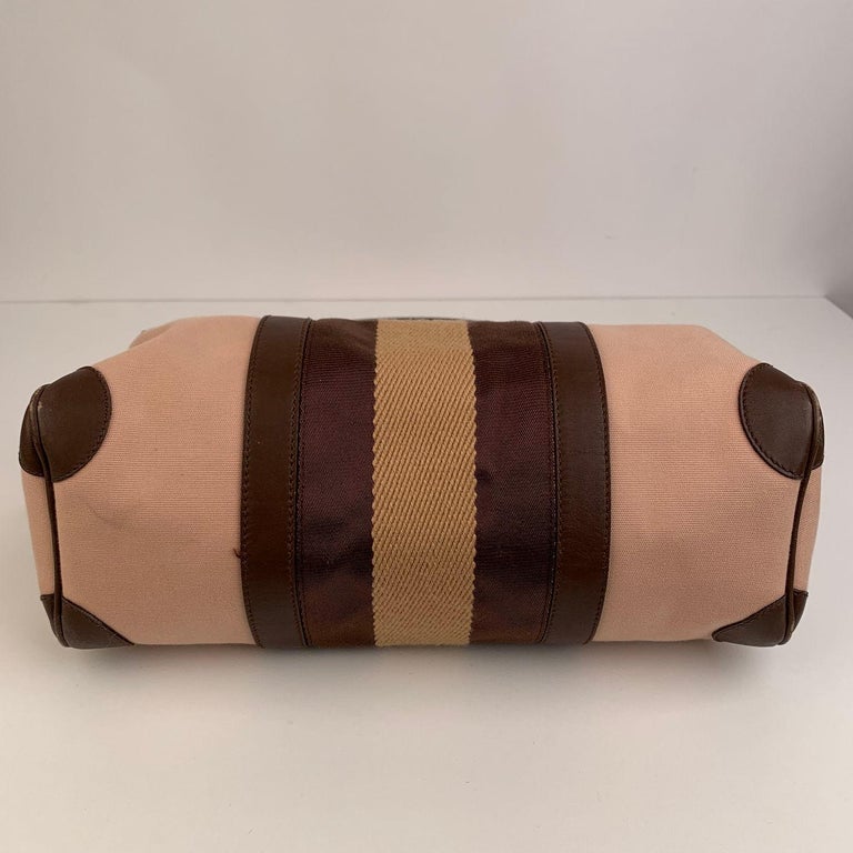 Gucci Beige Canvas Boston Bag Handbag with Striped Detail For Sale at ...