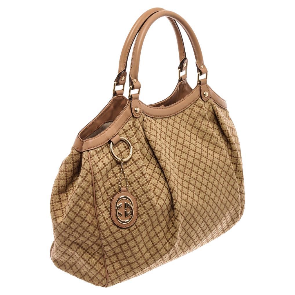 Gucci Beige Canvas Sukey/Diamante Tote Bag For Sale at 1stDibs