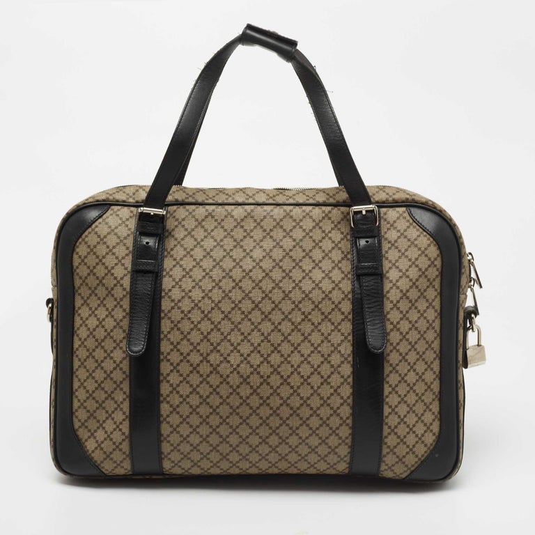 Gucci Beige/Ebony Diamante Supreme Canvas Brief Laptop Bag For Sale at ...